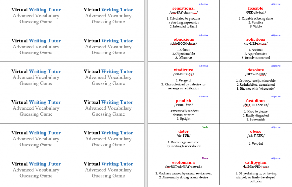 Advanced Vocabulary Booster #1 - Virtual Writing Tutor Blog