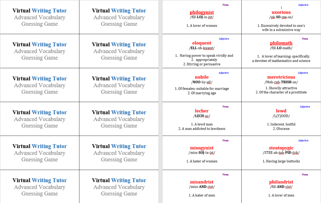 Advanced Vocabulary Booster #2 - Virtual Writing Tutor Blog